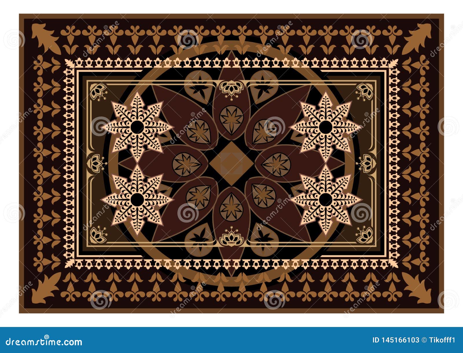 Carpet with Brown Color. the Eastern Rectangular Rug with Different ...
