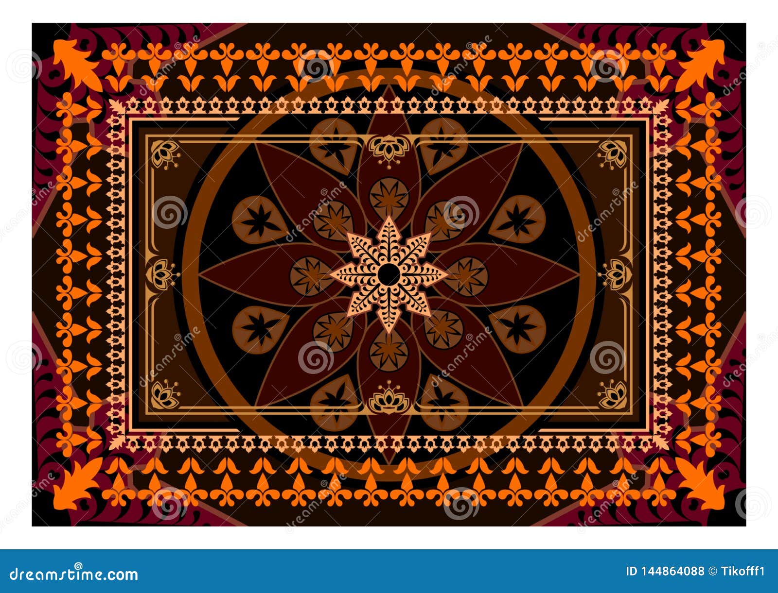 Carpet with Brown and Orange Colors. the Eastern Rectangular Rug with ...