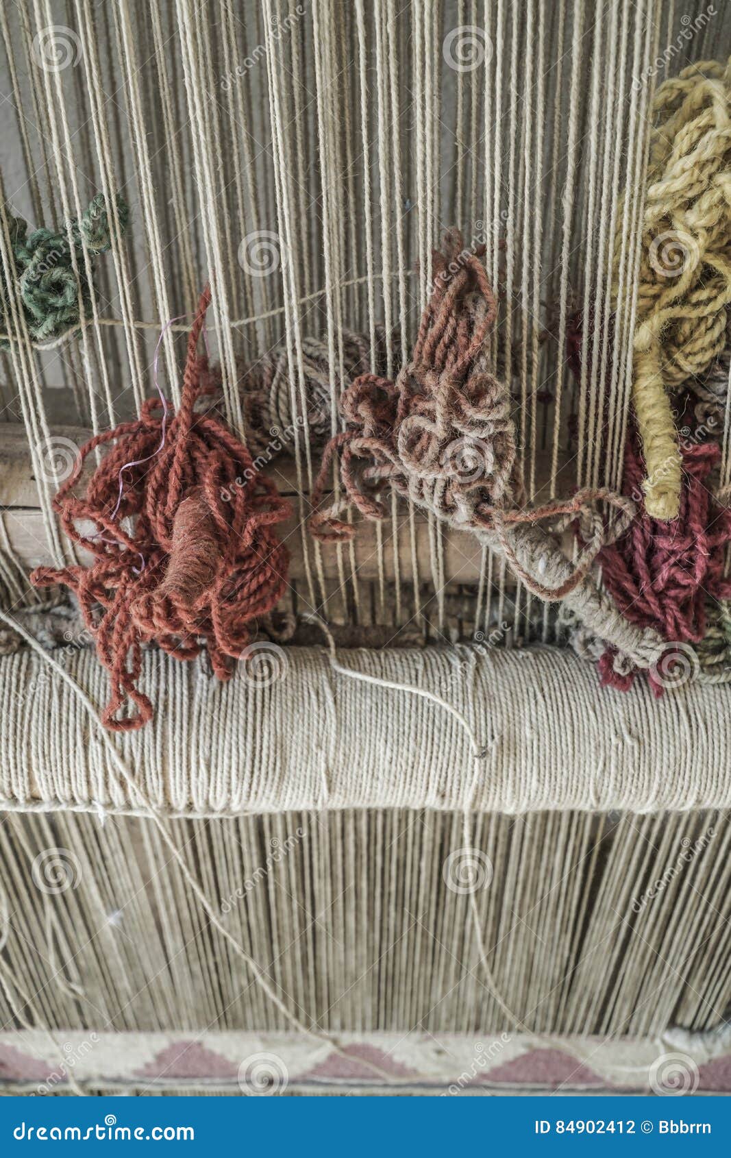 Carpet Loom with Colourful Ropes Stock Photo - Image of brown, carpet ...