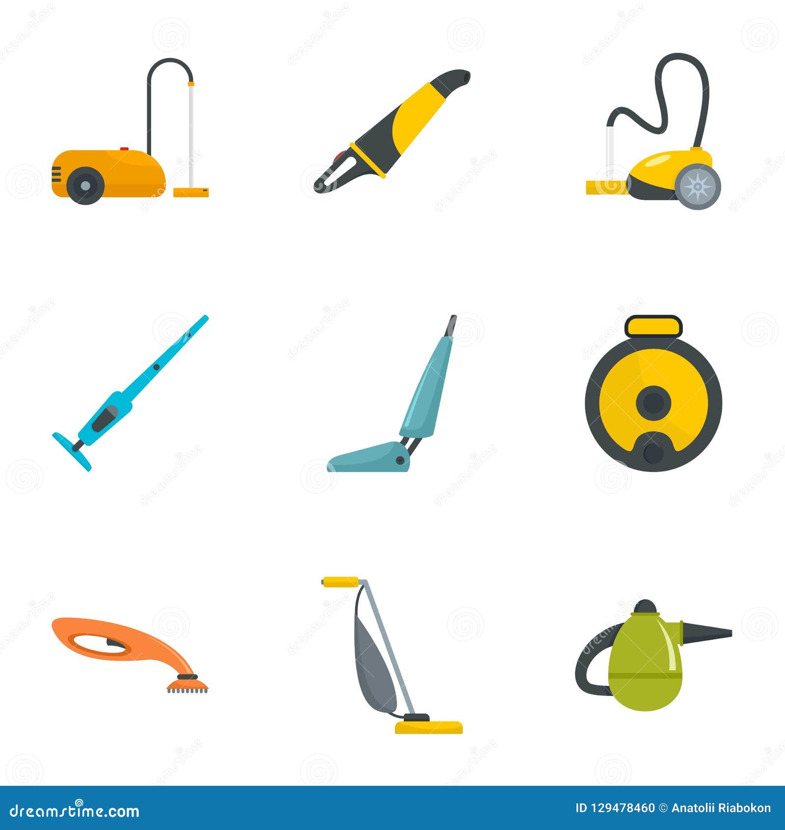 Carpet Sweeper Icon Set, Flat Style Stock Vector - Illustration of ...
