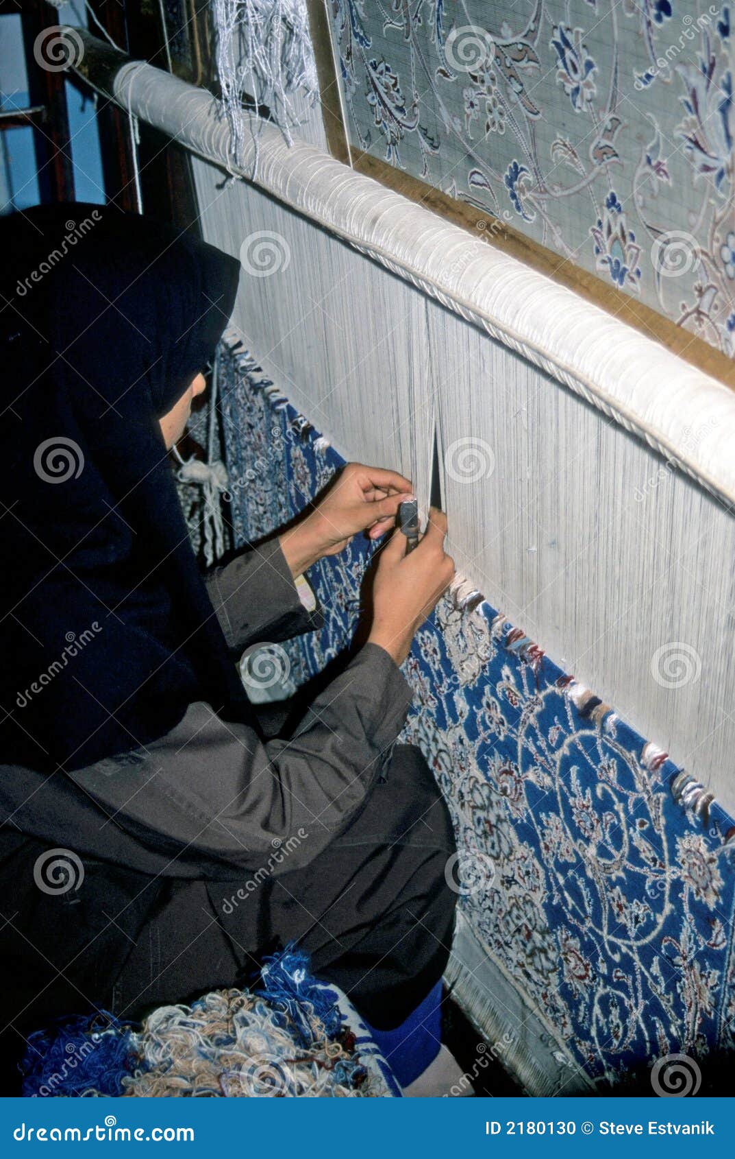 Carpet weaver stock photo. Image of hijab, loom, scarf - 2180130
