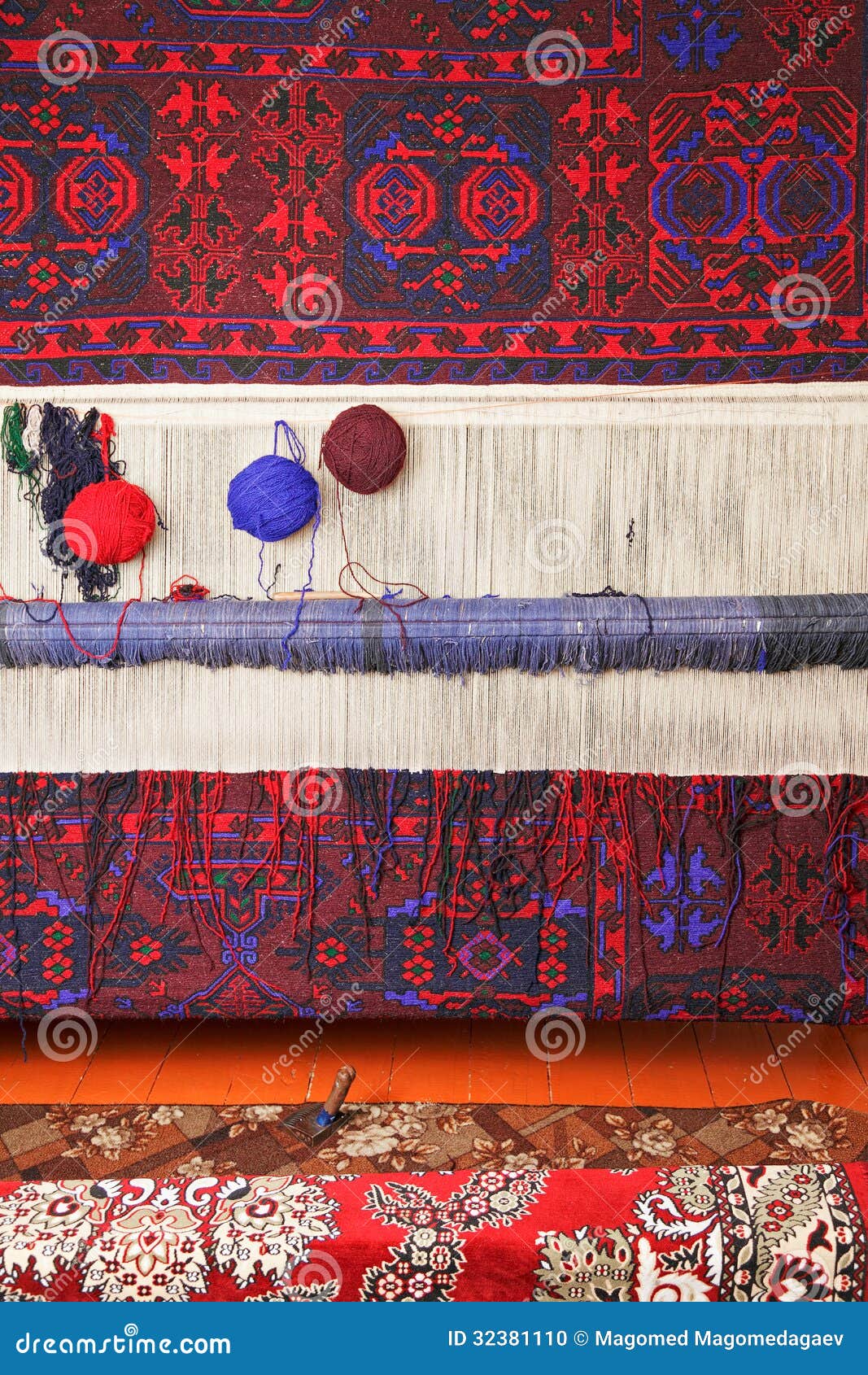 Carpet weaver workplace stock photo. Image of craft, industry - 32381110