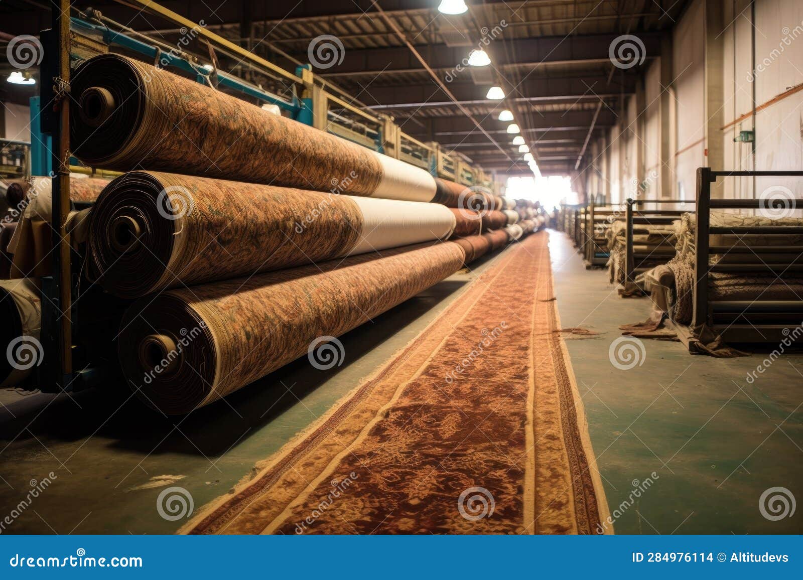 Carpet Weaving Machines with Vibrant Threads in Motion Stock ...