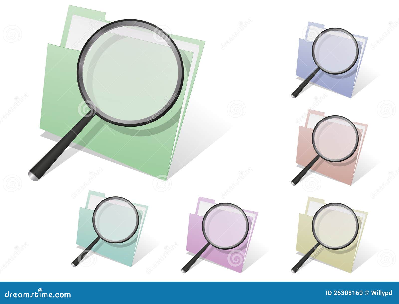 Carpeta y lupa ilustración del vector. Ilustración de abierto - 26308160