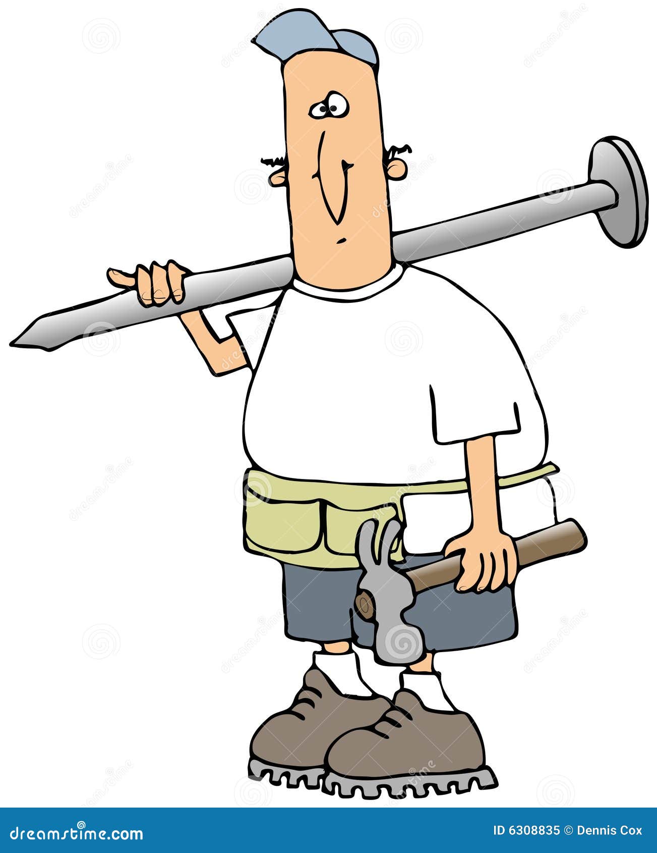 Carpintero Que Lleva Un Clavo Gigante Stock de ilustración ...