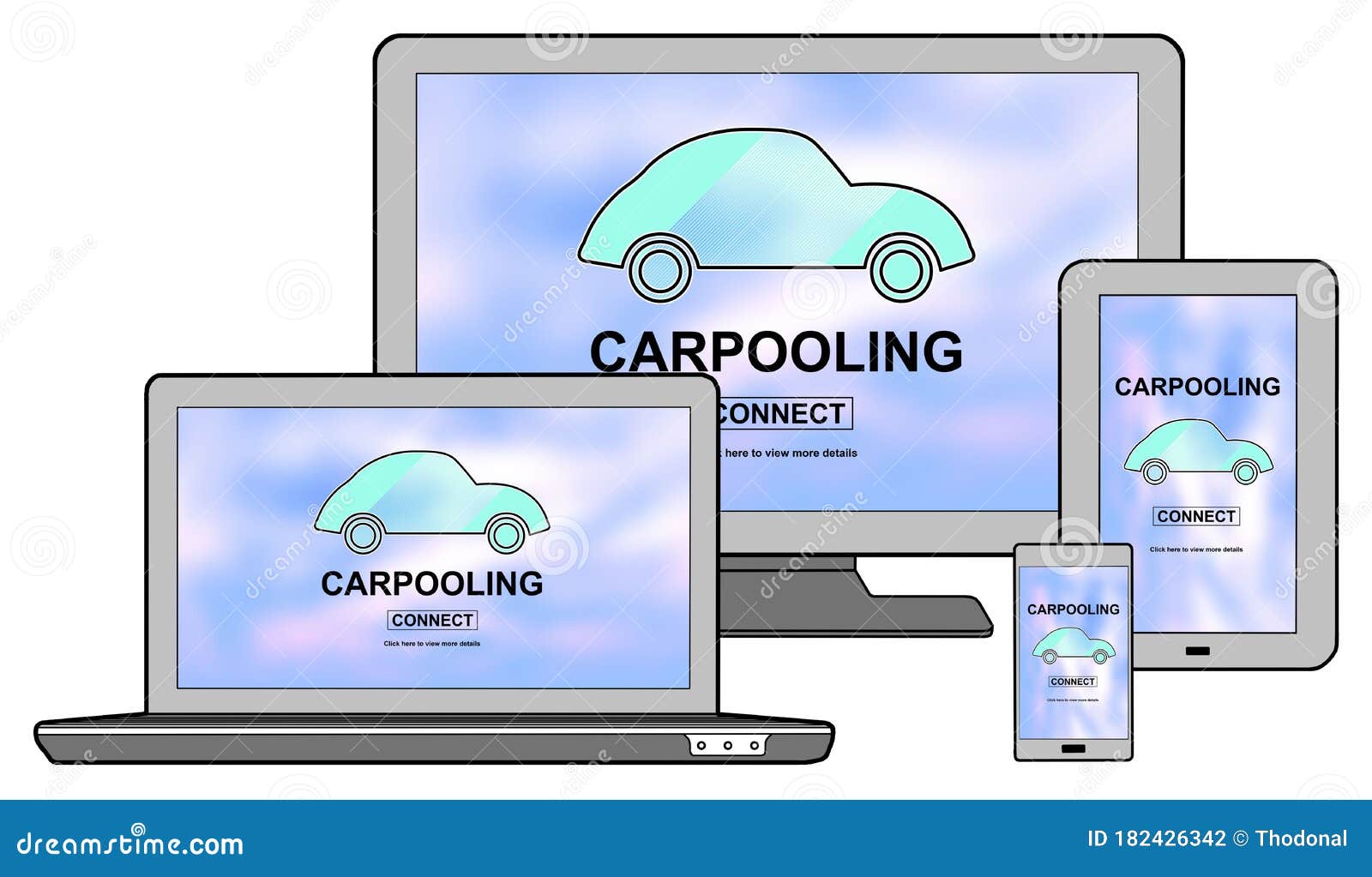 Carpooling Concept on Different Devices Stock Illustration ...