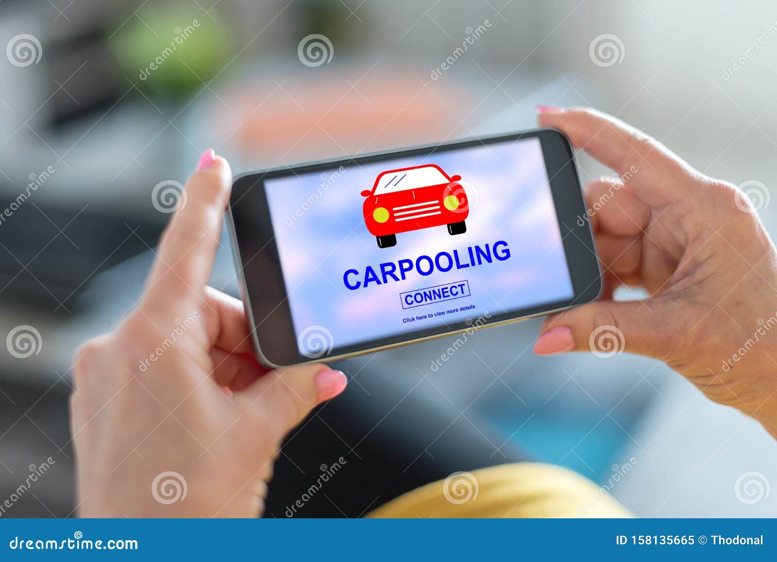 Carpooling-concept Op Een Smartphone Stock Afbeelding - Image of delen ...
