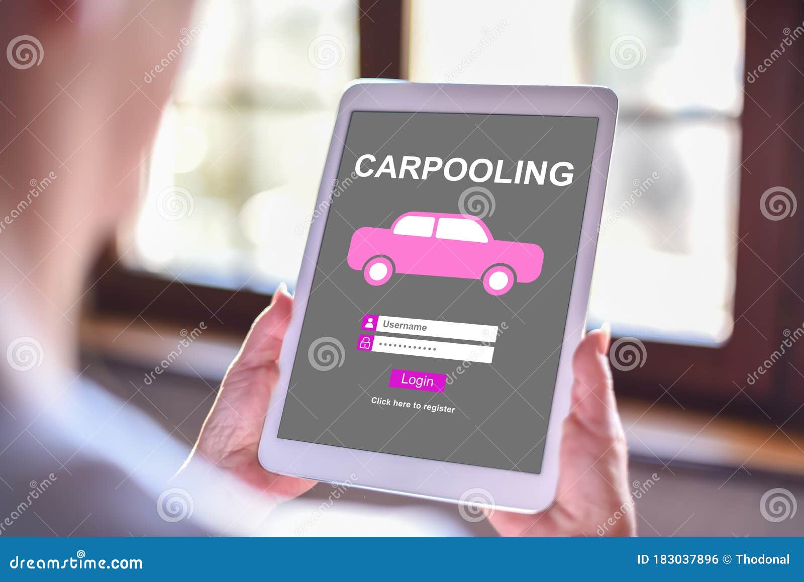 Carpooling Concept on a Tablet Stock Photo - Image of rental, tablet ...