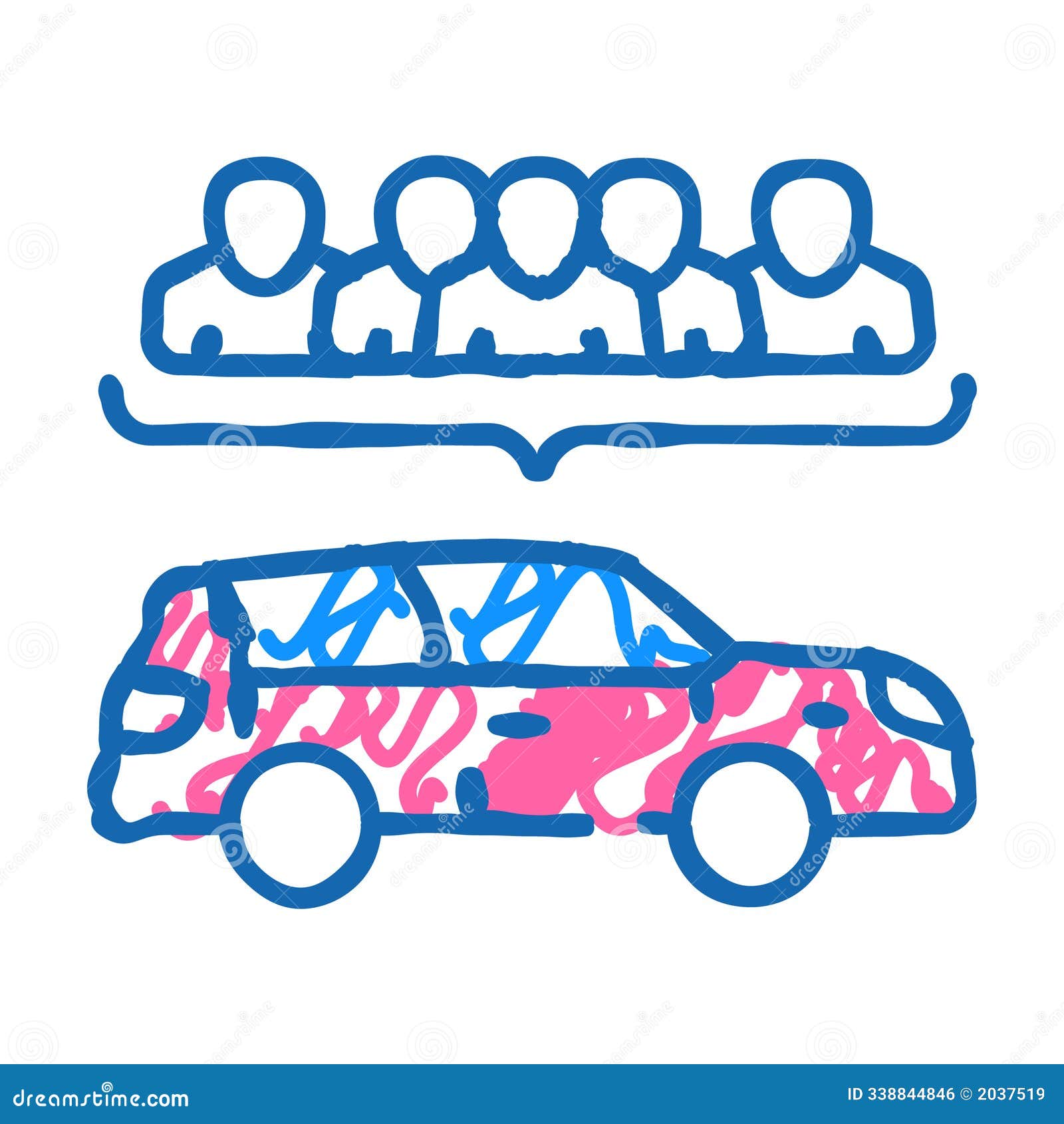 Carpooling Environmental Icon Doodle Illustration Stock Vector ...