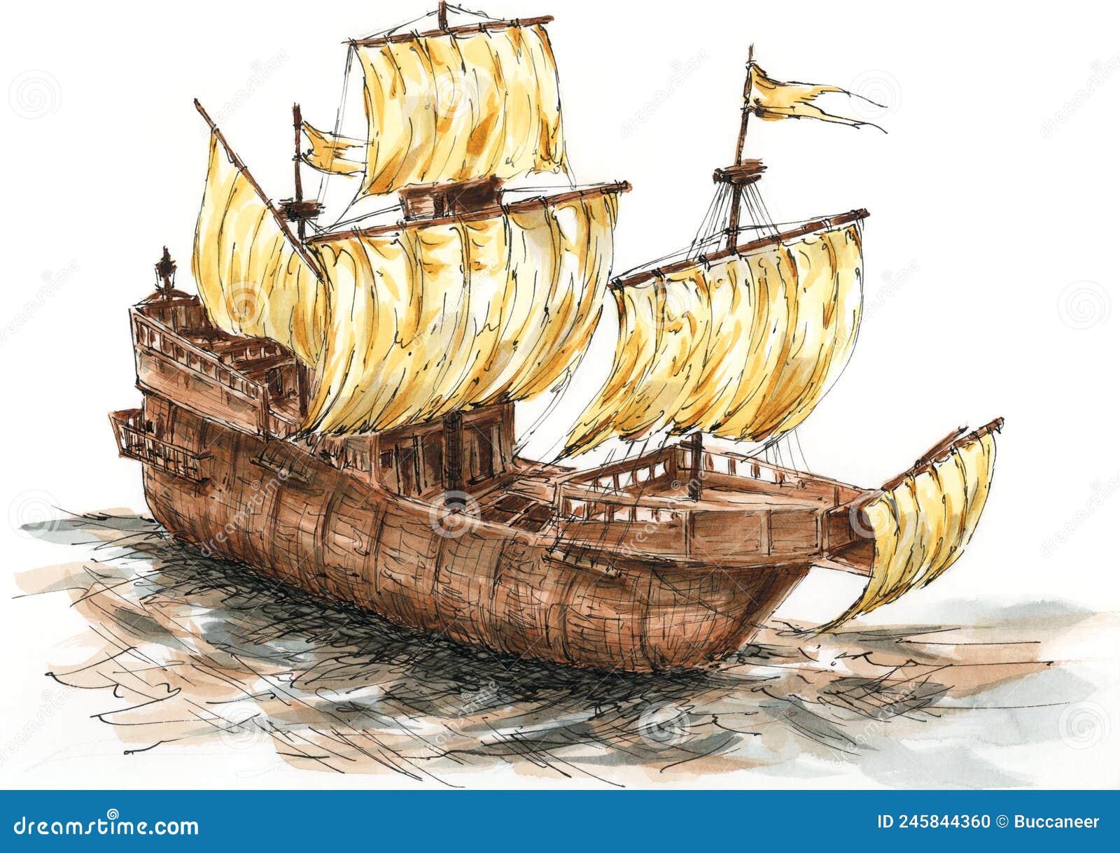 Carrack stock illustration. Illustration of artwork - 245844360
