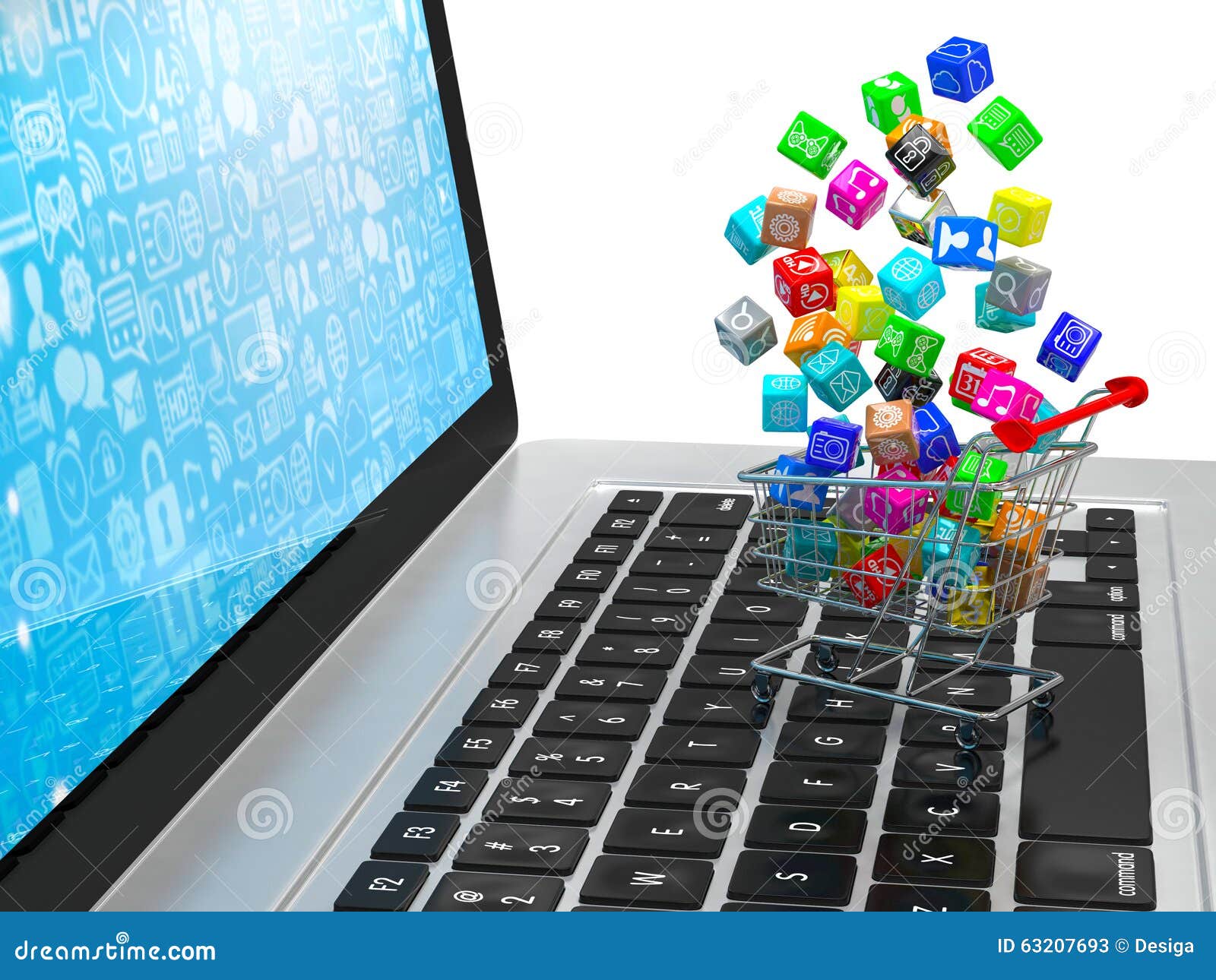 Carrello Con Le Icone Del Software Applicativo Illustrazione di Stock ...