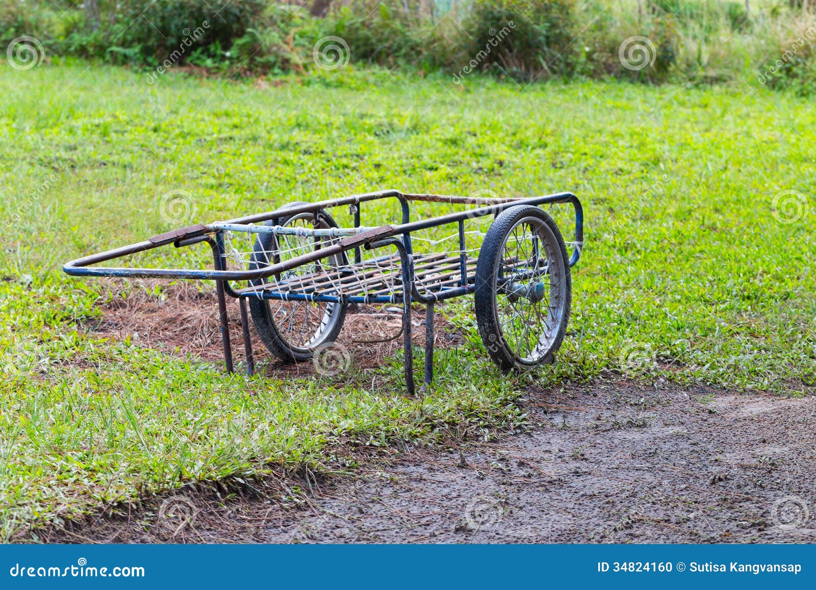 Carretilla De Mano De Dos Ruedas Foto de archivo - Imagen de verde ...