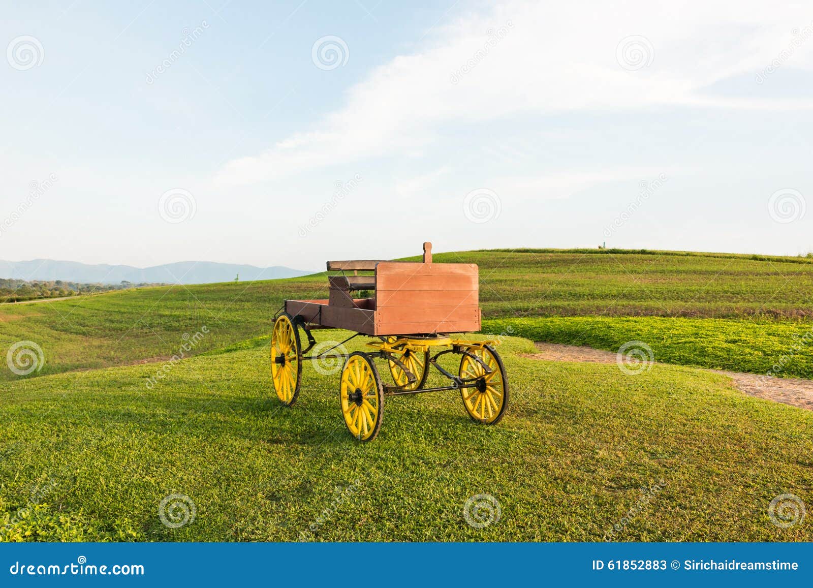 Carriage on Green field stock image. Image of green, cloud - 61852883