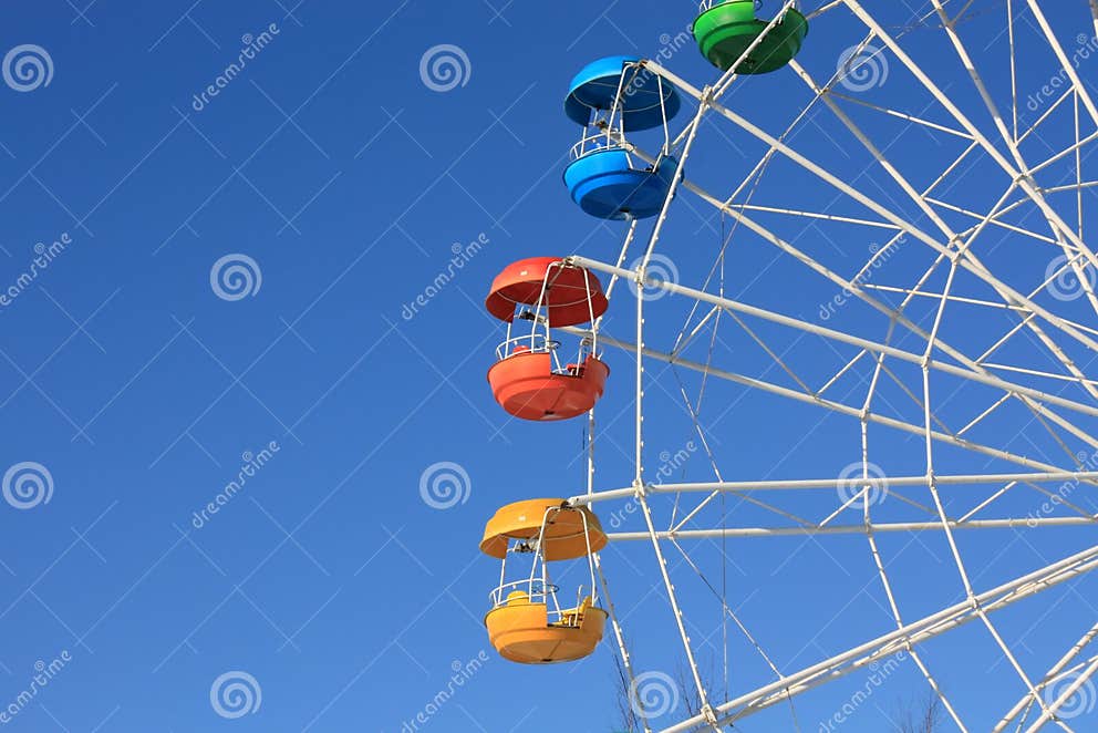 Carriages of Ferris Wheel Horizontal Stock Image - Image of clear ...