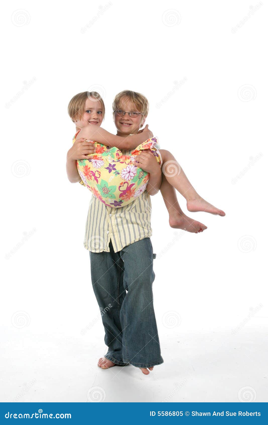 Carried away stock image. Image of stand, carry, siblings - 5586805