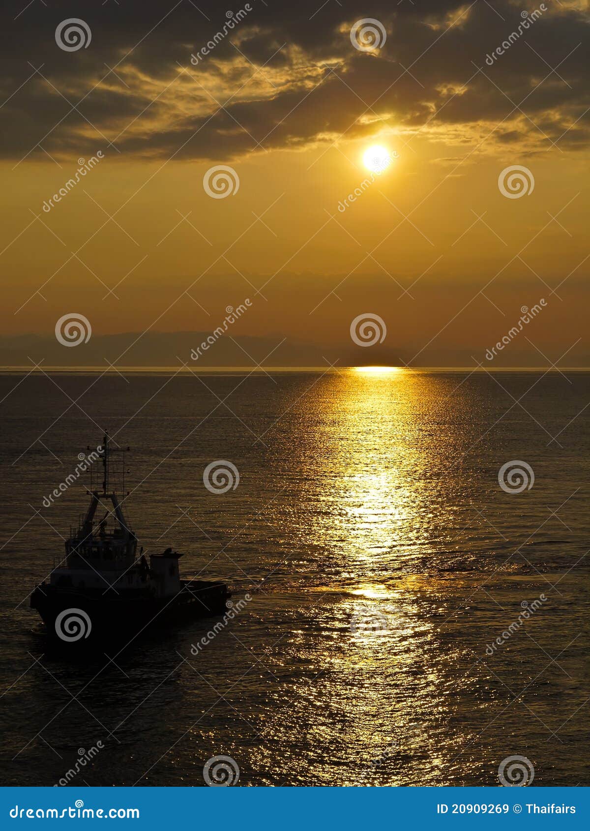 Carrier Ship at Sunset in the Sea Stock Image - Image of evening, boat ...