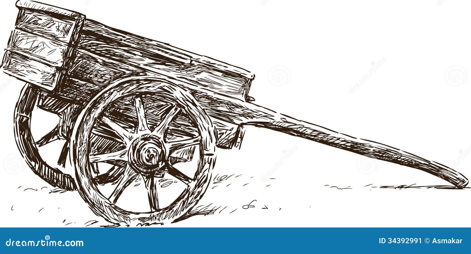 Carriola di legno illustrazione vettoriale. Illustrazione di rustico ...