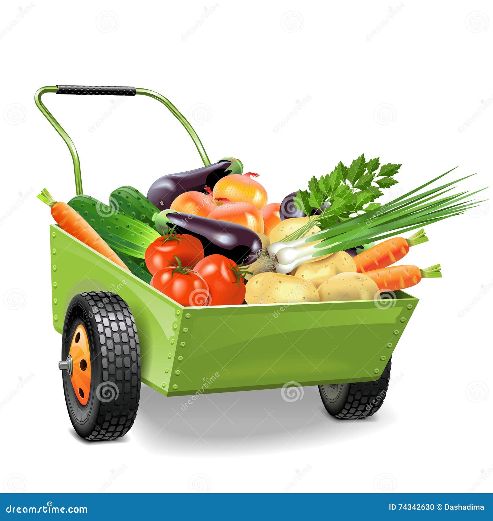 Carriola Di Vettore Con Le Verdure Illustrazione Vettoriale ...