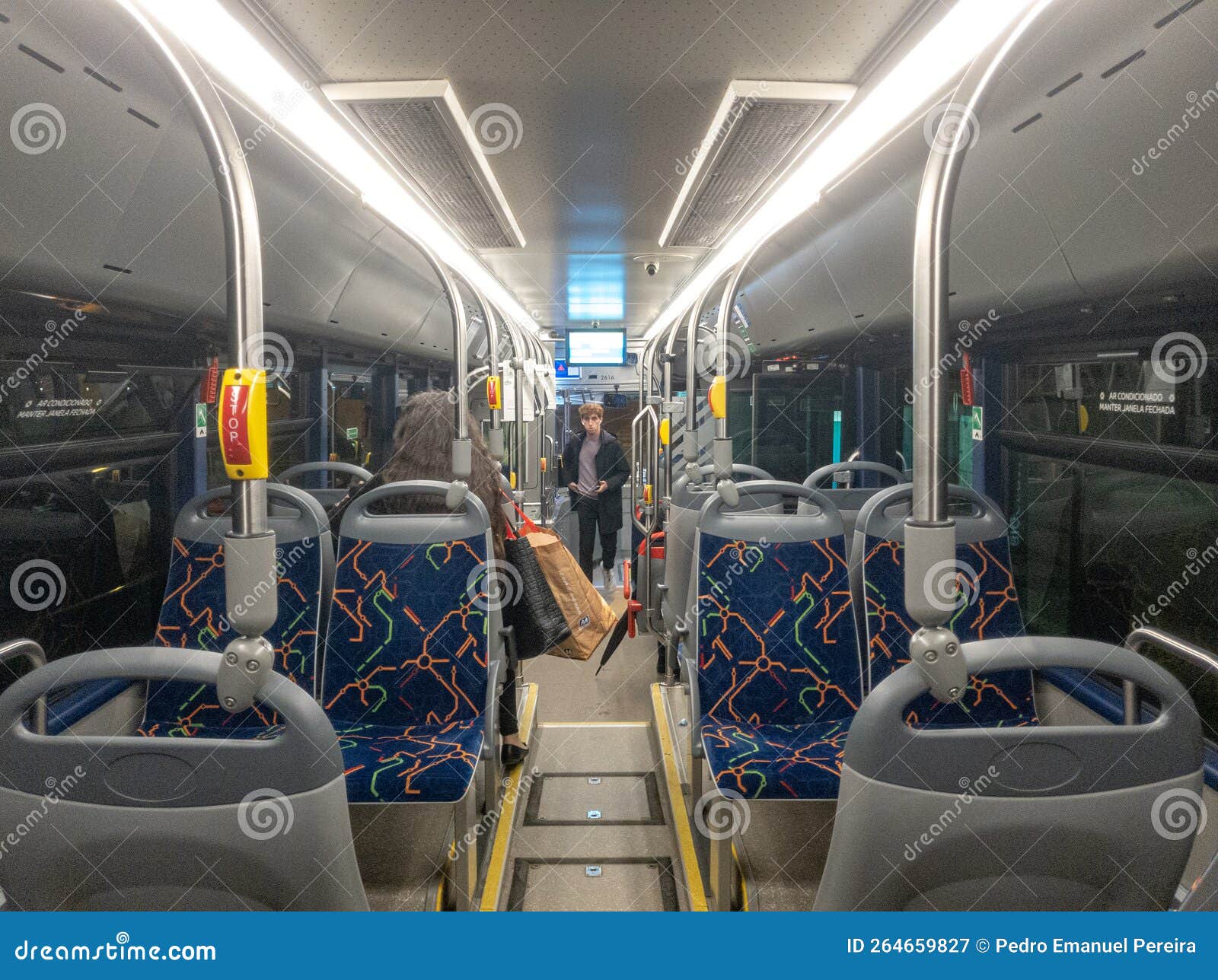 Carris De Lisboa Bus Interior with Few Passengers. Editorial ...