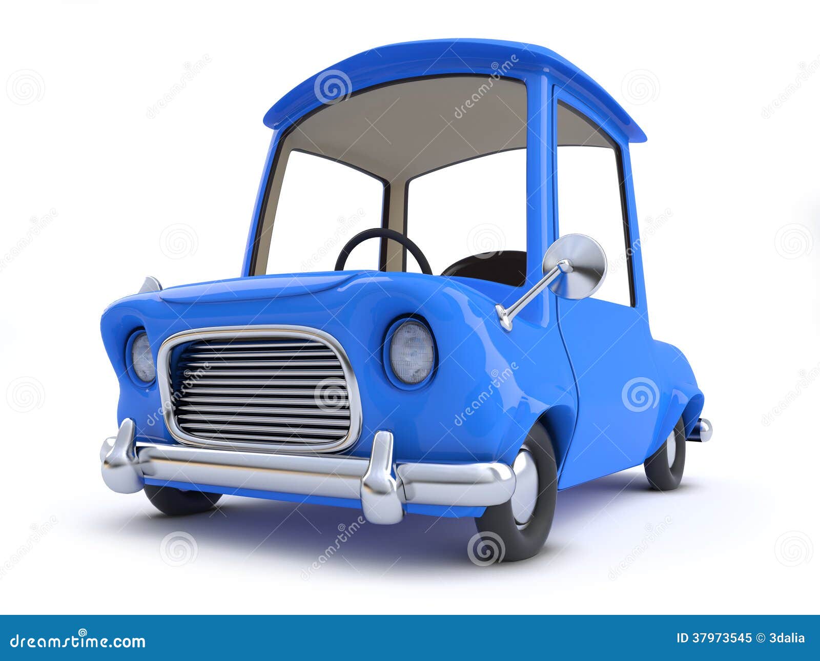 Carro Azul Dos Desenhos Animados 3d Ilustração Stock - Ilustração de ...