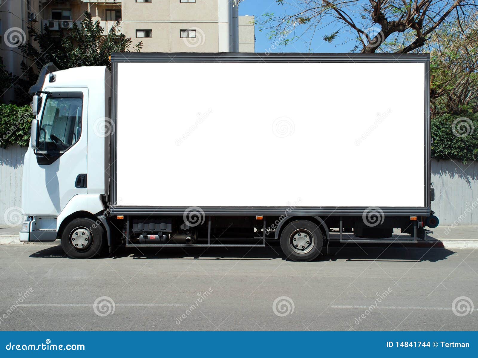 Carro Blanco Con El Panel En Blanco Foto de archivo - Imagen de ...