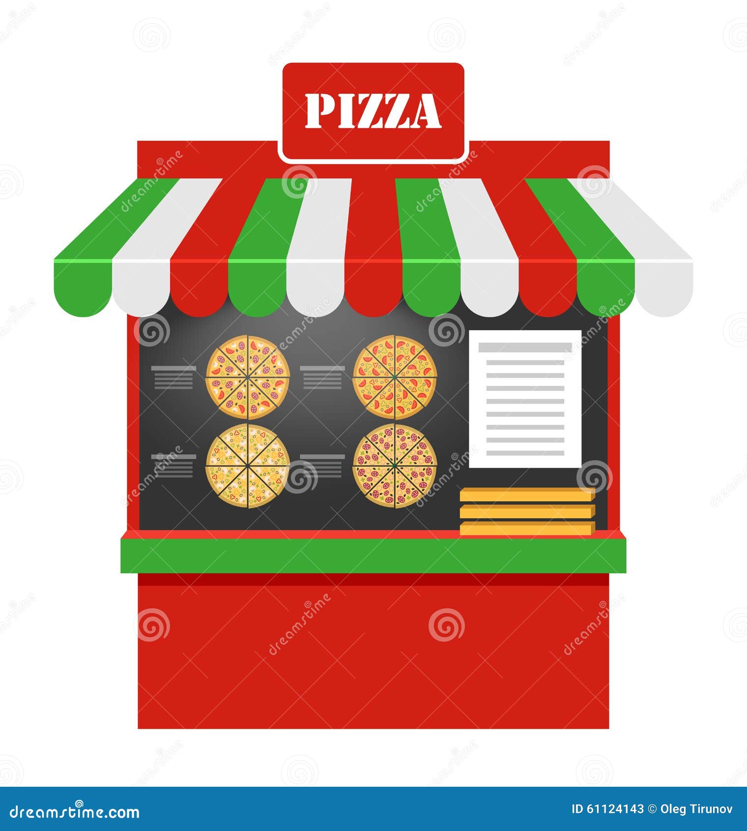 Carro de la pizza ilustración del vector. Ilustración de coma - 61124143