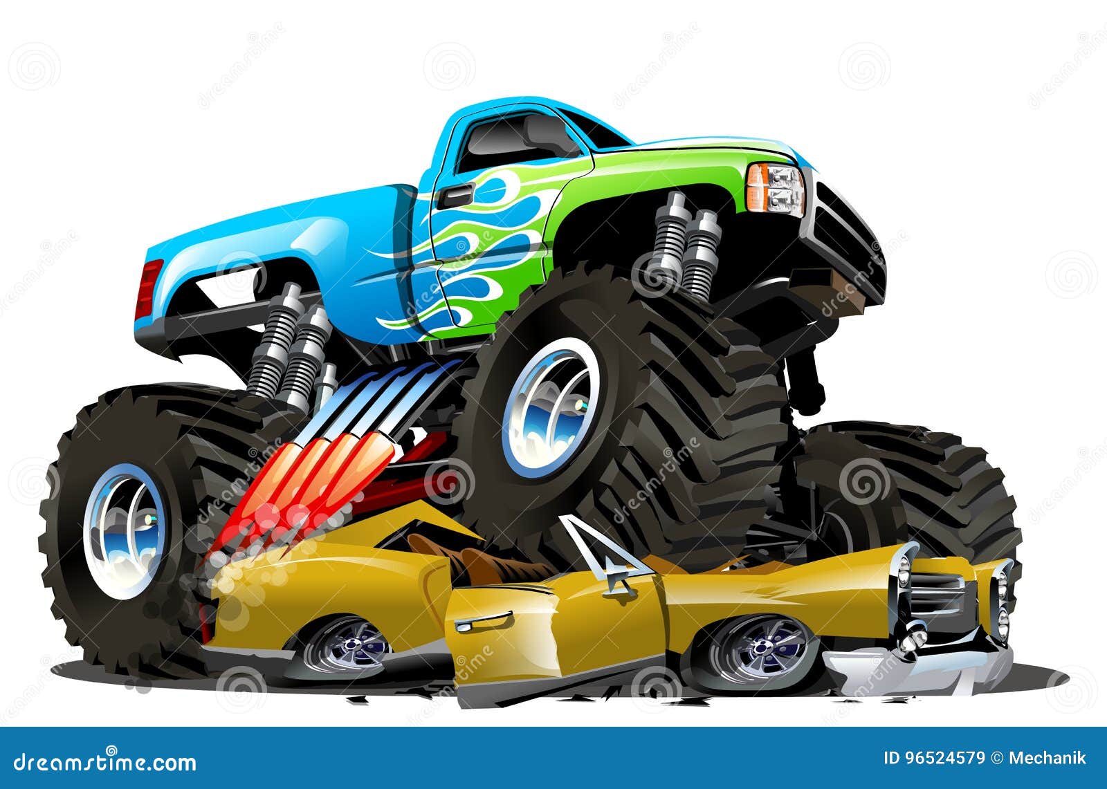 Carro De Monstruo De La Historieta Del Vector Ilustración del Vector ...