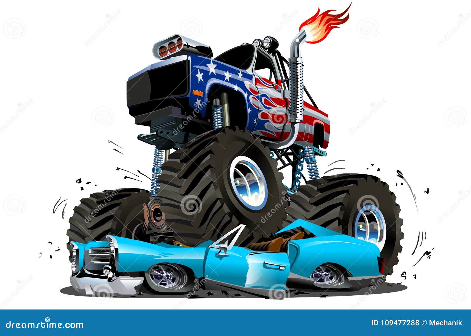 Carro De Monstruo De La Historieta Del Vector Ilustración del Vector ...