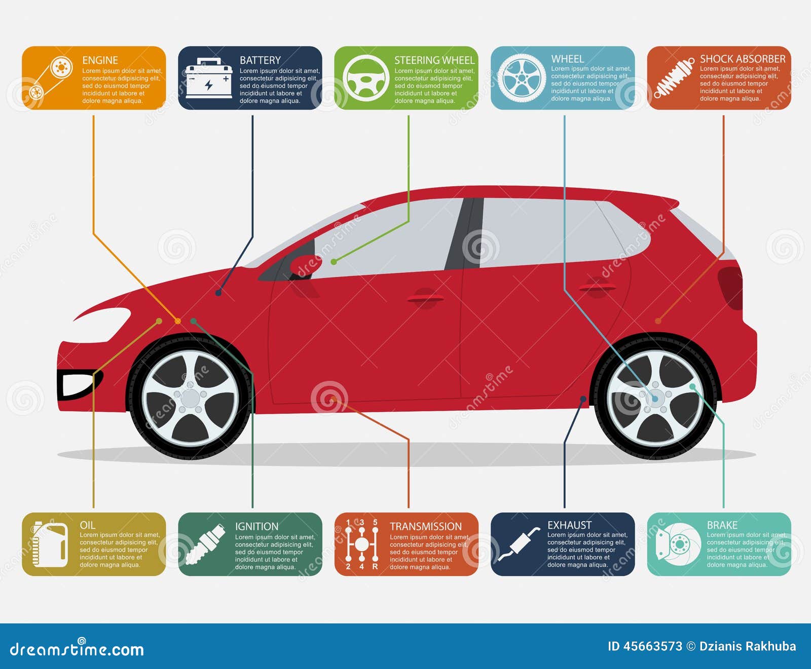 Carro infographic ilustração do vetor. Ilustração de motor - 45663573