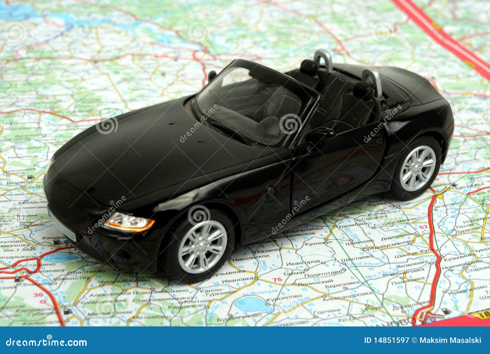 Carro no mapa imagem de stock. Imagem de viagem, estrada - 14851597