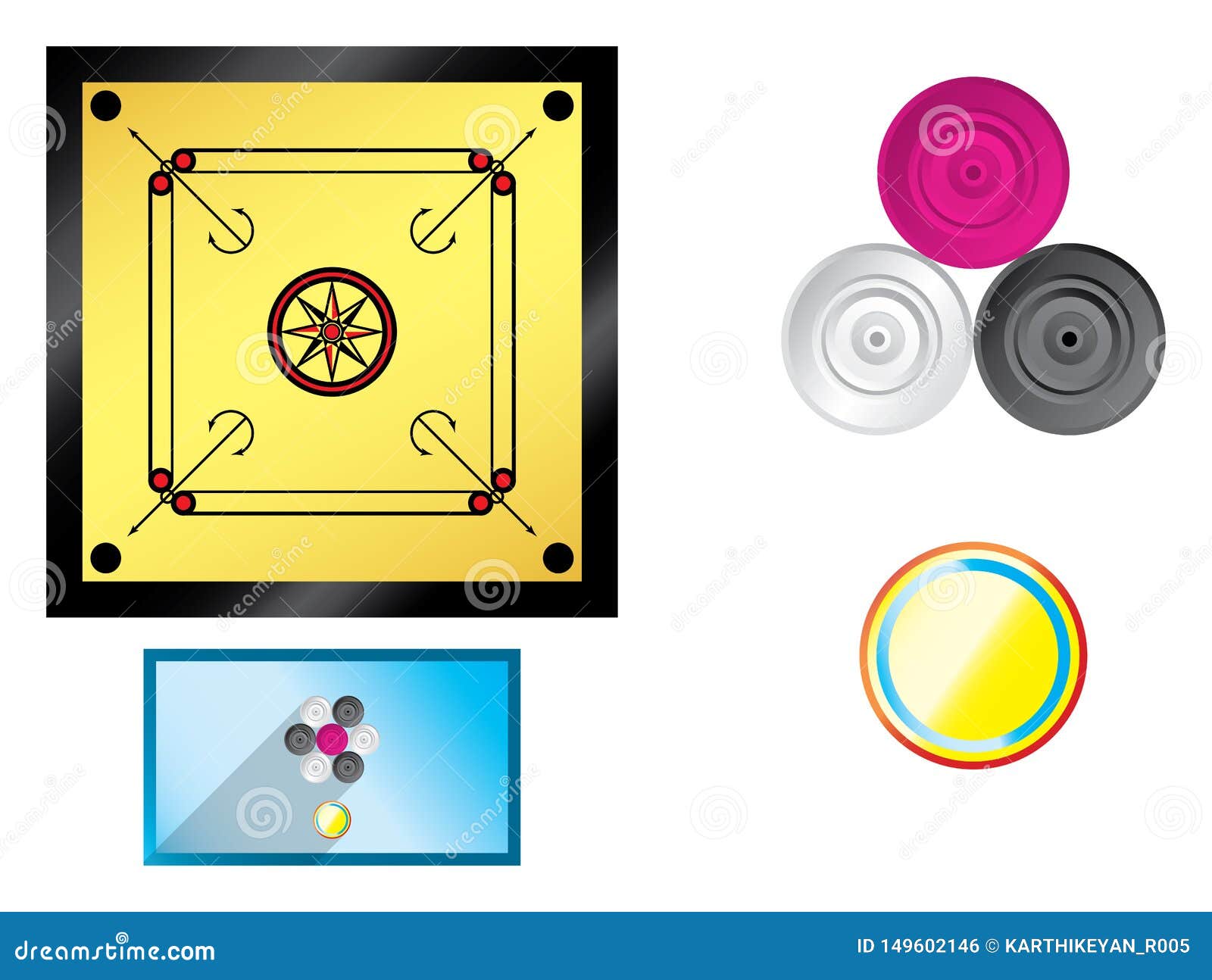 Design About Carrom Boards Cartoon Vector | CartoonDealer.com #184950291