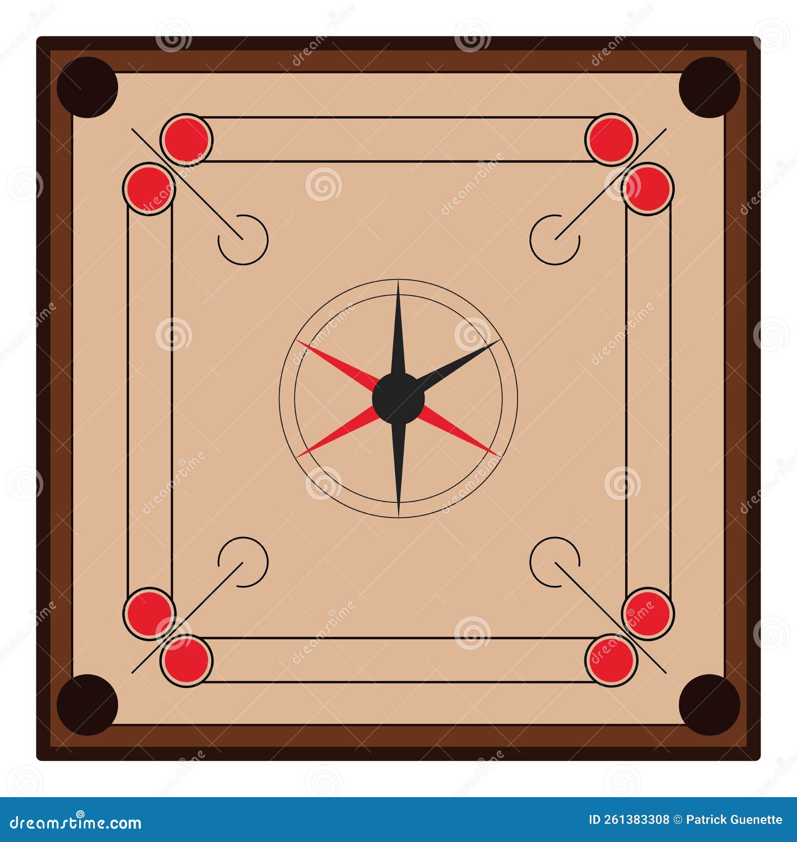 Carrom Board And Coins Vector Illustration. Sports Object Icon Concept ...