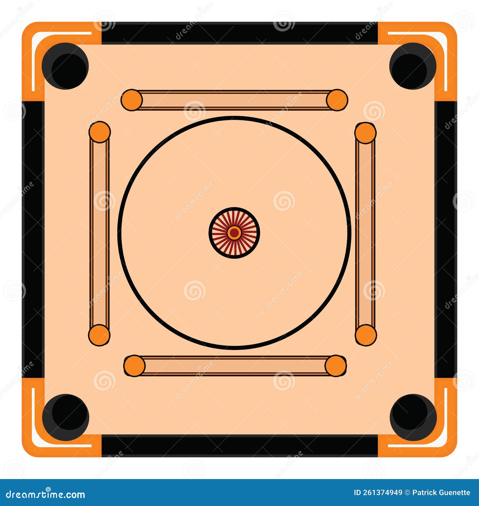 Carrom Board And Coins Vector Illustration. Sports Object Icon Concept ...