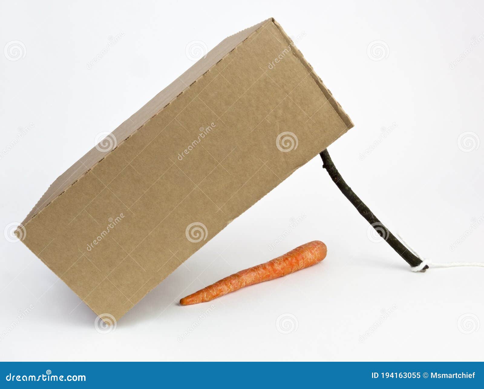 Carrot, box and stick trap stock image. Image of container - 194163055