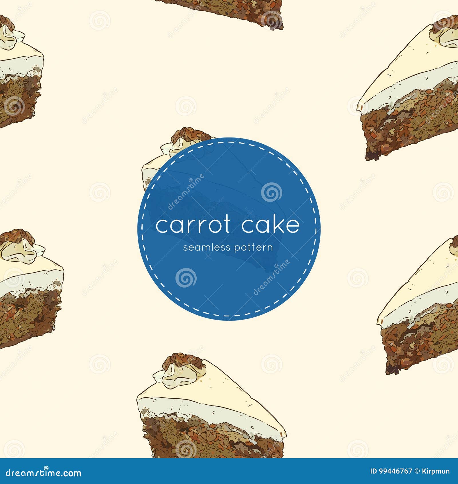 Carrot Cake Hand Draw Sketch Seamless Pattern Vector. Stock Vector ...