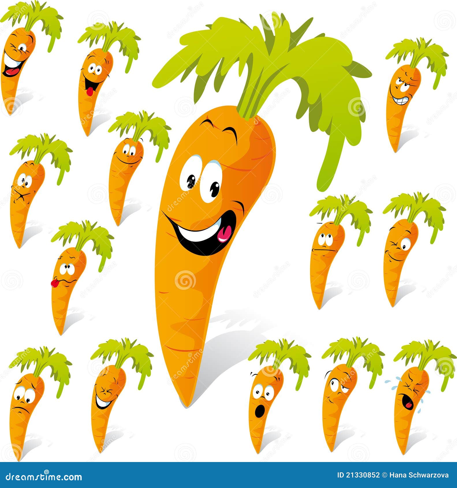Carrot Cartoon with Many Expressions Stock Vector - Illustration of ...