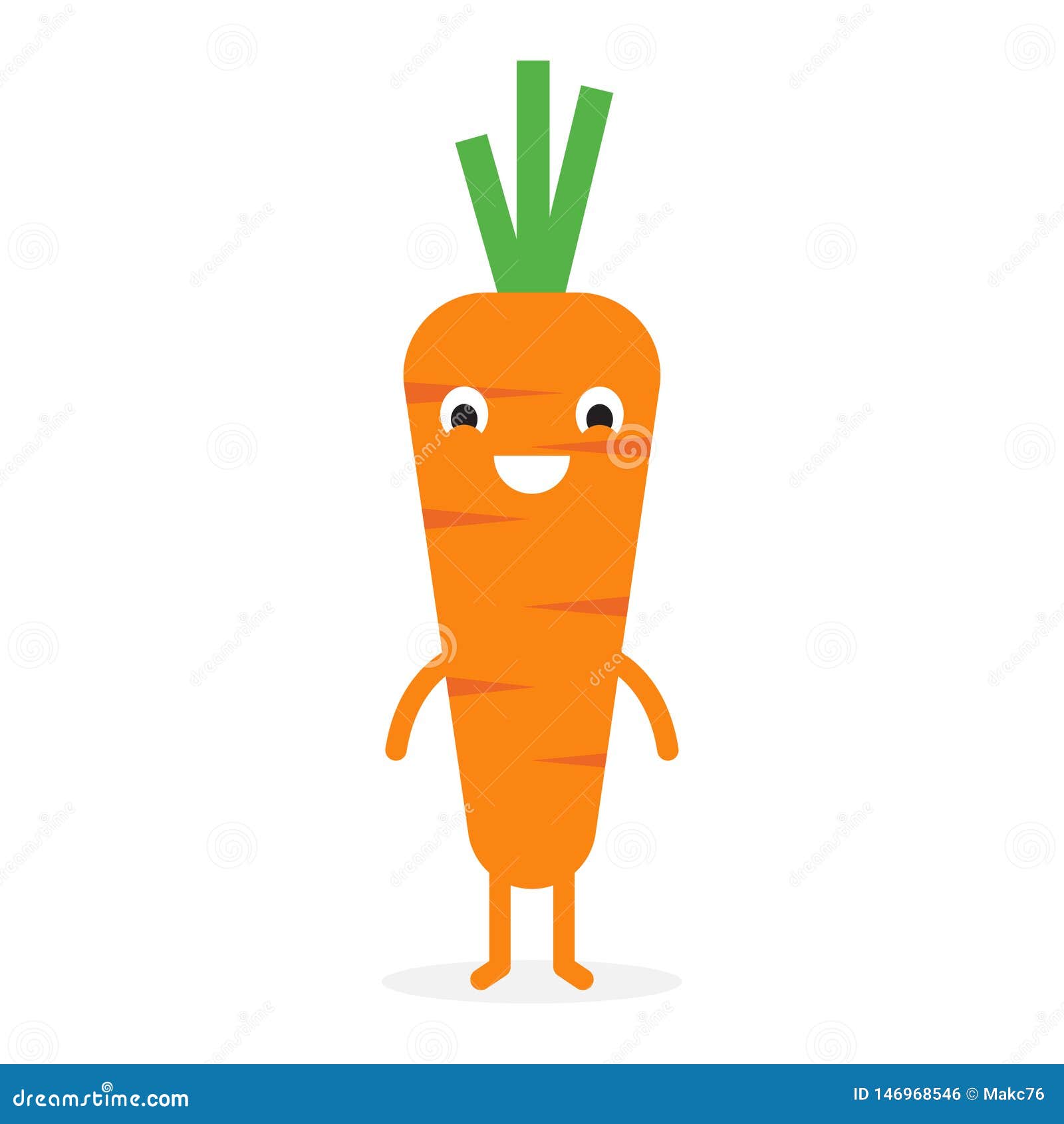 Carrot Cute Anime Humanized Smiling Cartoon Vegetable Food Character ...