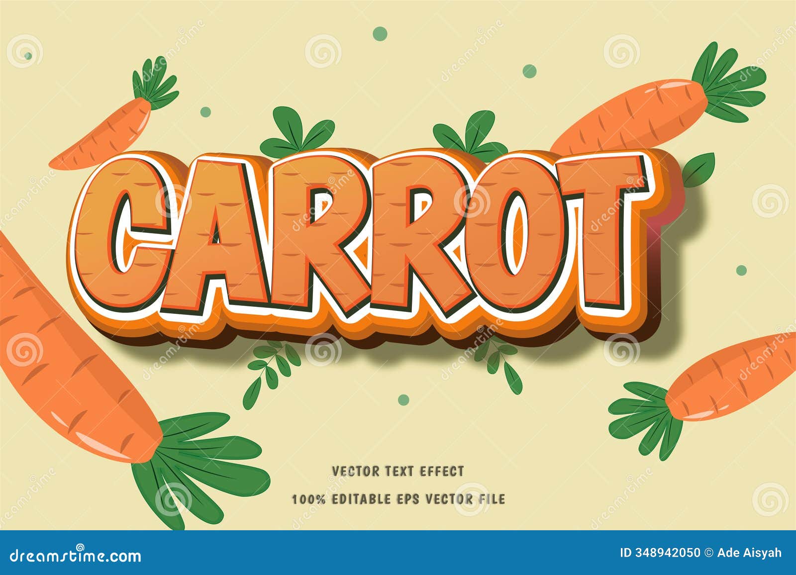 Carrot 3d Text Effect with Textured Vector Editable Text Stock Vector ...