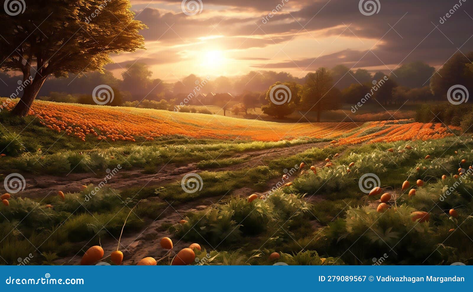 Carrot Field Outline Coloring Page. Farm Landscape Colouring Vector ...