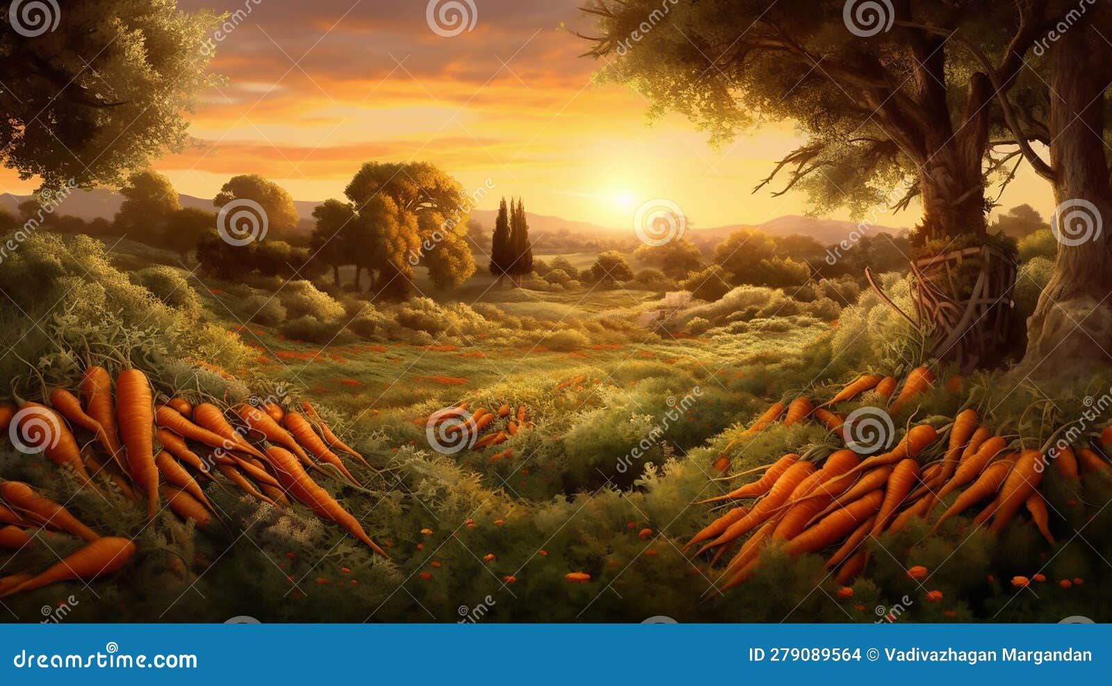 Carrot Field Outline Coloring Page. Farm Landscape Colouring Vector ...