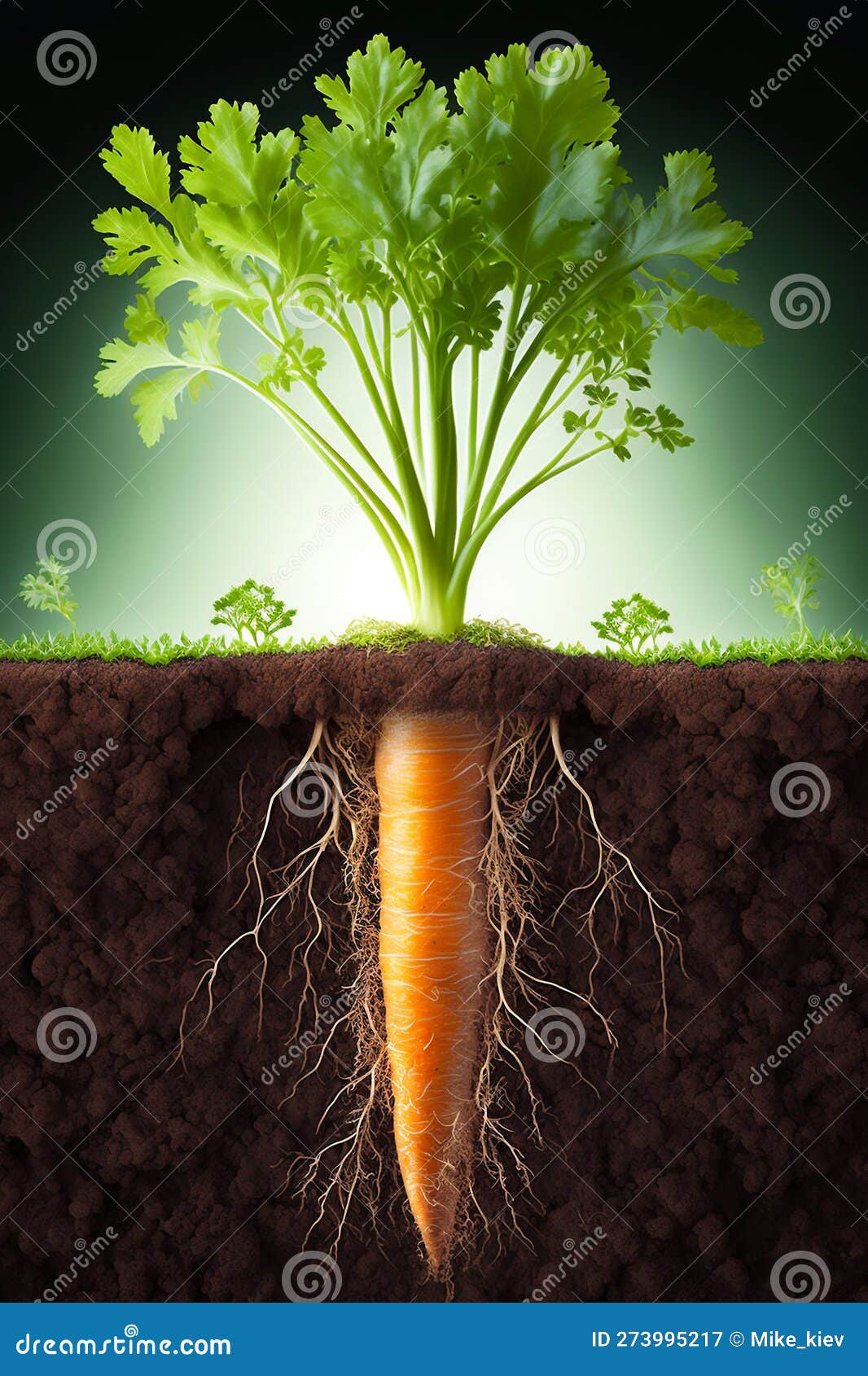 Carrot Growing In The Land Cross-section Plant Stock Photo ...