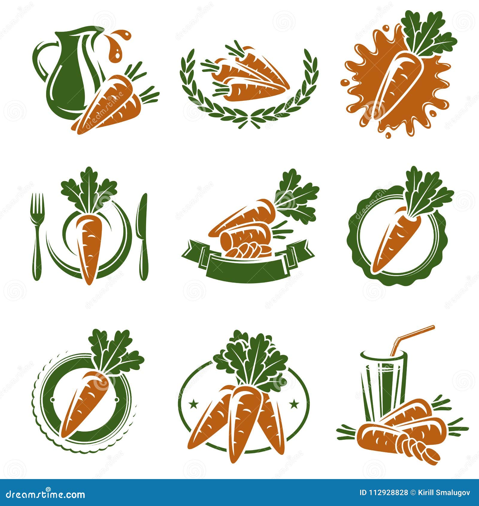 Carrot Labels and Elements Set. Vector Stock Vector - Illustration of ...
