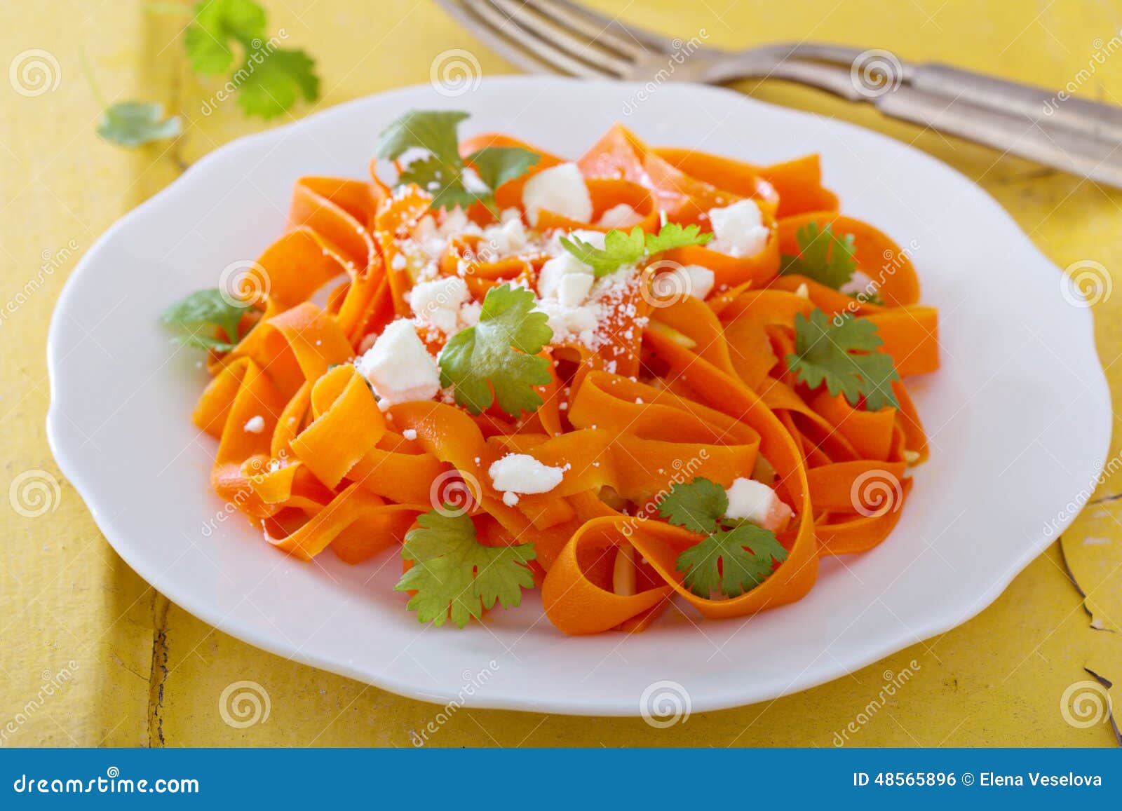 Carrot Pasta Salad with Feta Stock Photo - Image of orange, organic ...