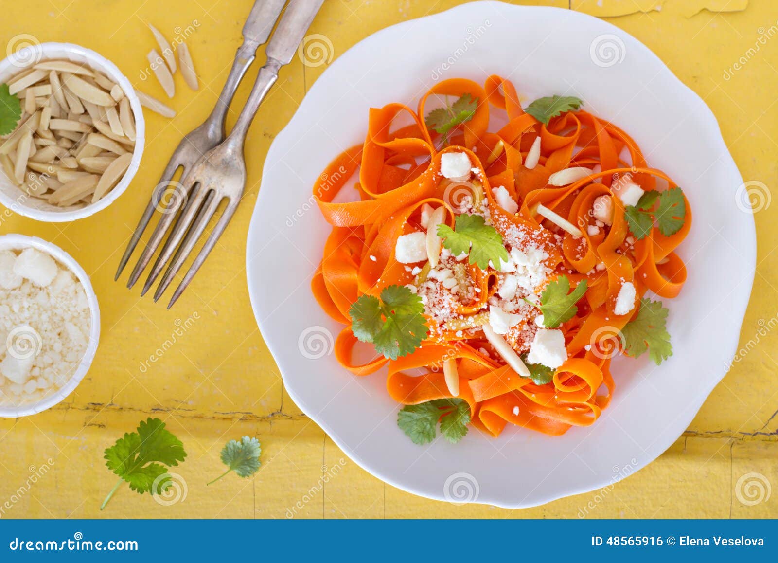 Carrot Pasta Salad with Feta Stock Photo - Image of cilantro, dinner ...
