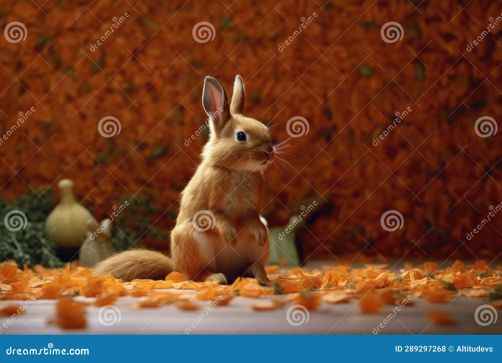 Carrot Pieces Scattered Around a Rabbit, Mid-chew Stock Photo - Image ...