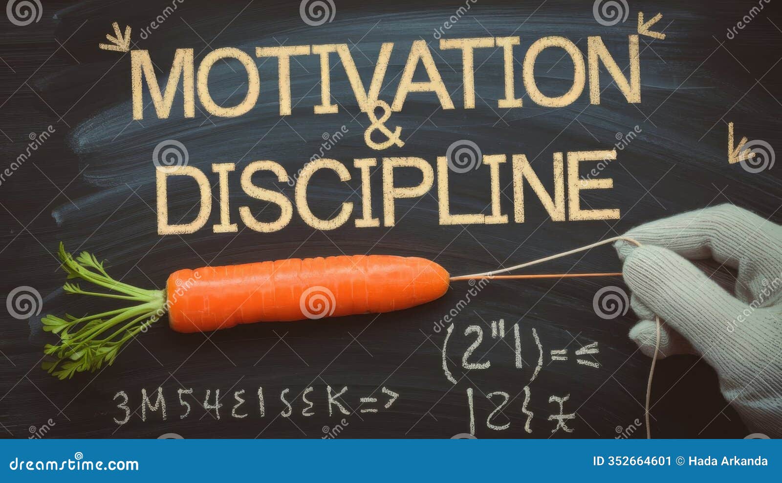 Carrot on a Stick with a Blackboard Background Symbolizing Motivation ...