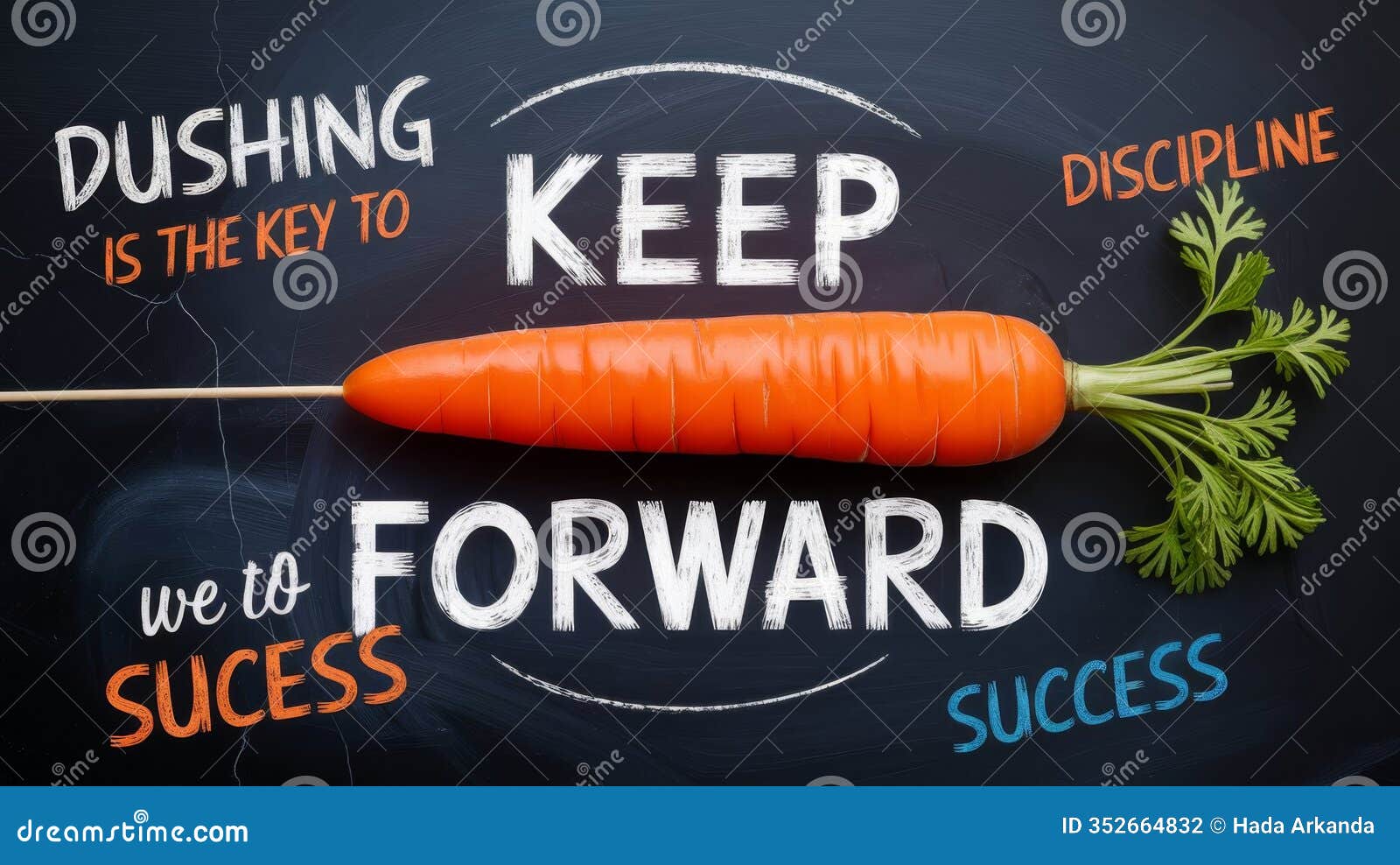 Carrot on a Stick with a Blackboard Background Symbolizing Motivation ...