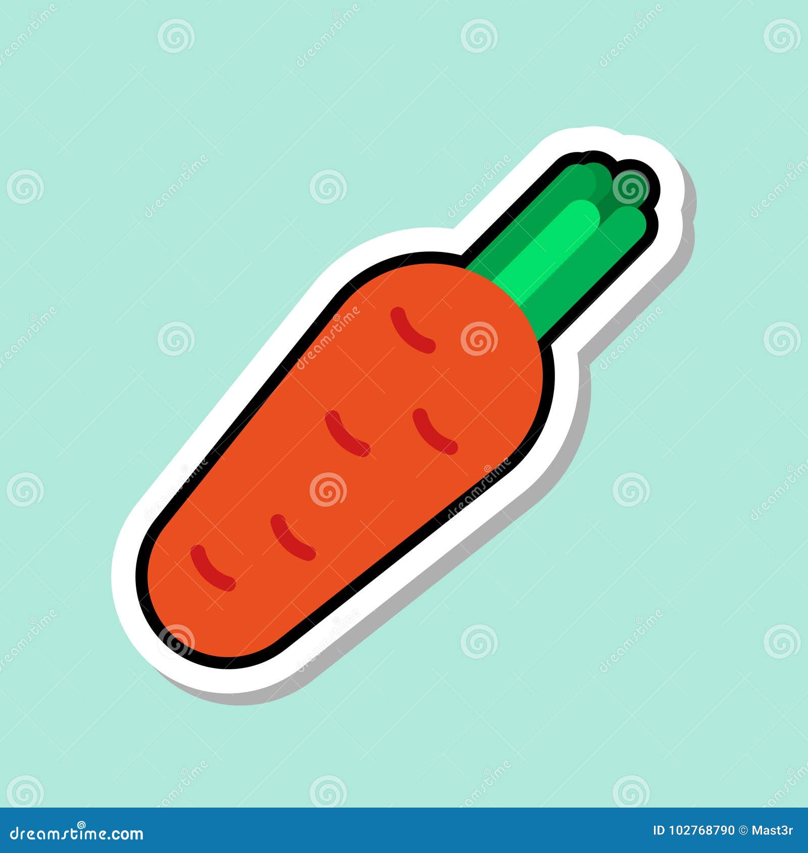 Carrot Sticker on Blue Background Colorful Vegetable Icon Stock Vector ...