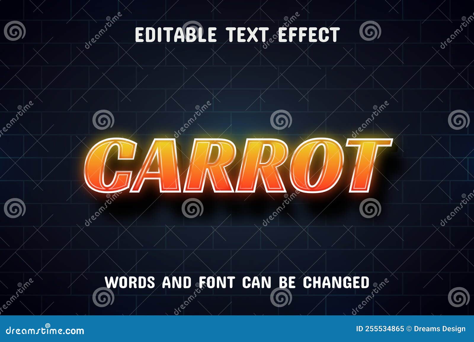 Carrot Text - Neon Text Effect Editable Stock Vector - Illustration of ...