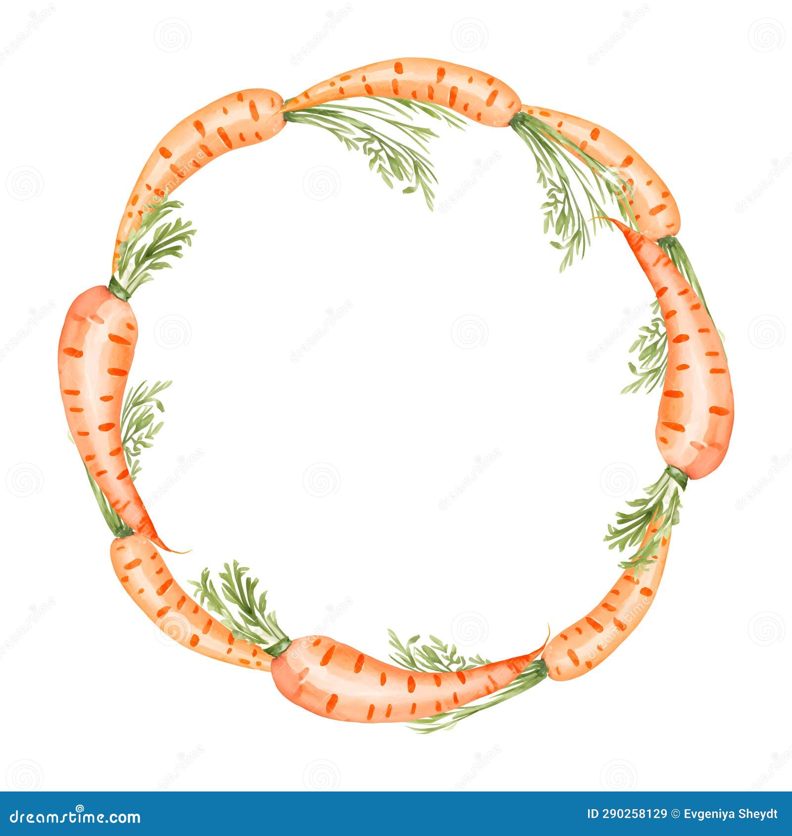 Carrots Circle Frame, Watercolor Template with Copy Space Stock ...